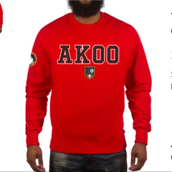 Akoo | Sweaters | Akoo Red Crew Neck Embroidered Sweater Sweatshirt ...